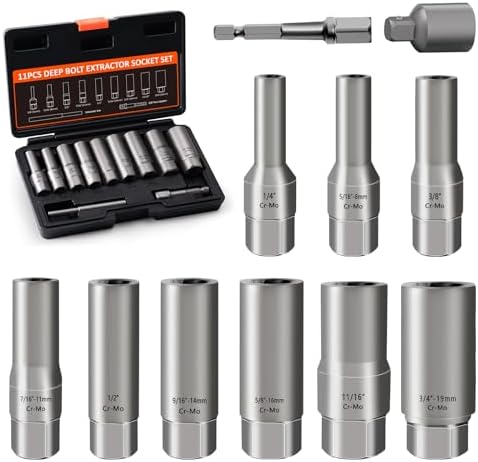Coobeast 11Pcs Bolt Extractor Kit, Deep Bolt Extractor Set for Rounded ...