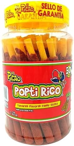 Amazon.com : PiCAo Spicy Tamarind Candy Sticks, 50 count, 1kg., Popti ...