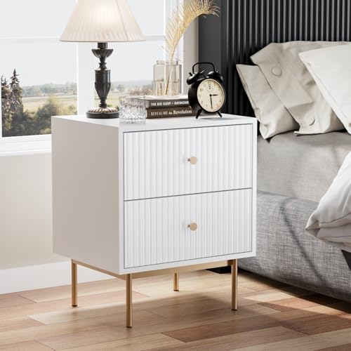 Amazon.com: HLR Modern Nightstand Set of 2, Fluted Bed Side Table with ...