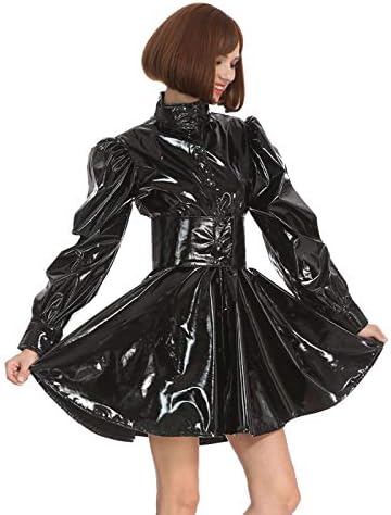 Amazon.com: GOceBaby Women French Gothic Punk Black PVC Ball Gown Dress ...
