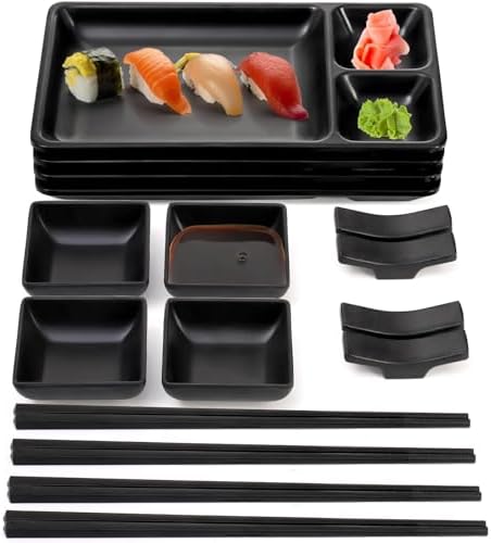 Amazon.com | Pumtus 16 Piece Japanese Sushi Plate Set, Melamine Sushi ...