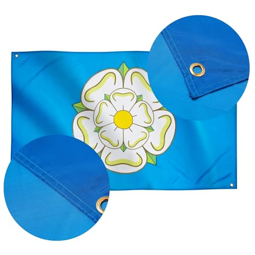 Runesol Yorkshire Flag, 91x152cm, 3ft x 5ft, White Rose Flag, 4 ...