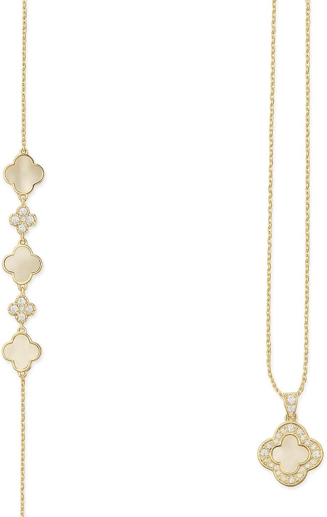 Amazon.com: 4 Leaf Clover Jewelry Set – Gold Lucky Flower Necklace ...