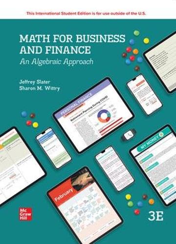 Buy ISE MATH FOR BUSINESS AND FINANCE: AN ALGEBRAIC APPROACH Book ...