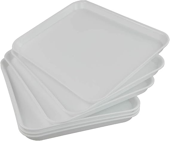 Amazon.com: Ponpong White Large Plastic Fast Food Serving Tray ...
