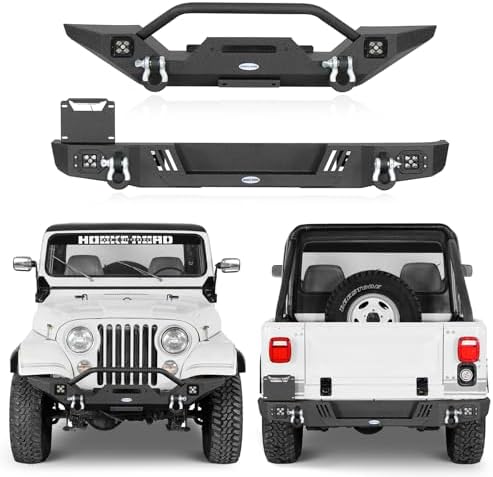 Amazon.com: Hooke Road for Jeep CJ Bumpers Offroad Front & Rear Bumper Kit for 1976-1986 Jeep CJ ...