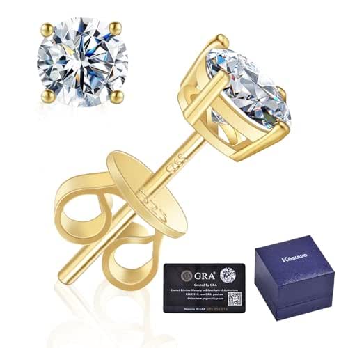 Amazon.com: GRA Mens S925 Sterling Silver Moissanite Stud Earrings- 1.0CT D Color Wedding ...