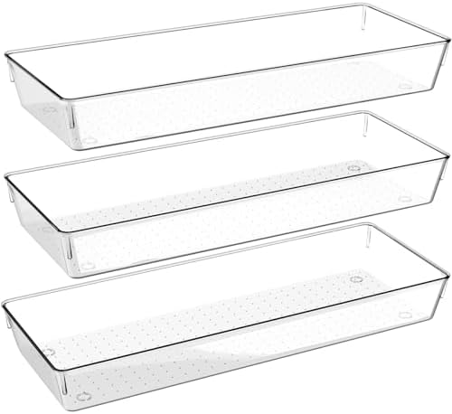 Amazon.com: Voittozege 6 Pack Clear Drawer Organizer Trays Plastic ...
