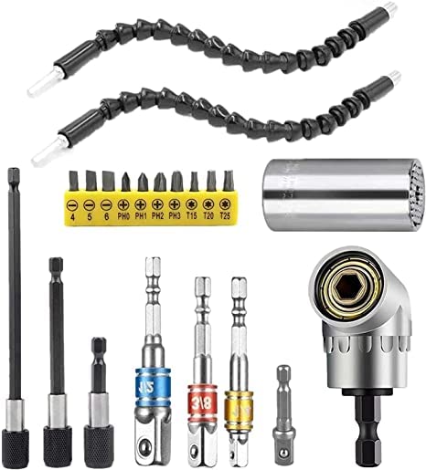 Rswilwy Flexible Drill Bit Extension Hex Shank Kit, Universal Socket ...