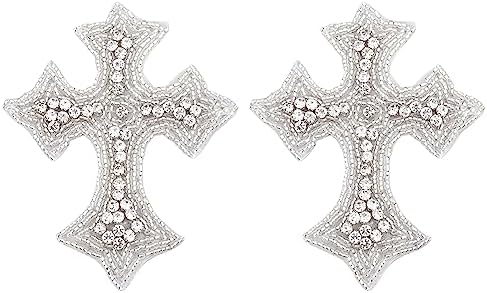 Amazon.com: SUPERFINDINGS 2Pcs Beige Cross Appliques Patch Embroidery ...