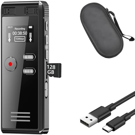 Amazon.com: 128GB Digital Voice Recorders with EVA Zipper Carrying Hard ...