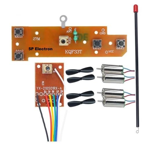 SP Electron Metal Combo Pair of 4 Pcs DC 3.7V 716 7x16mm Micro Coreless Motor with Propeller ...