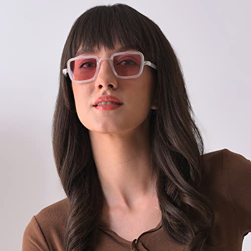 Buy Haute Sauce Pink Rectangular Sunglasses for Women | Transparent ...