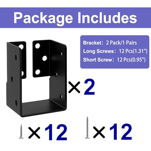 2 Pcs Concealed Joist Hanger Bracket, 201 Stainless Steel 4x6 Joist ...