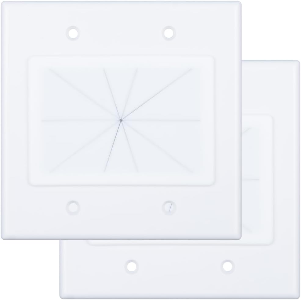 Amazon.com: Kebulldola 2 Gang Wall Plate White 2 Pack, Silicone Cable ...