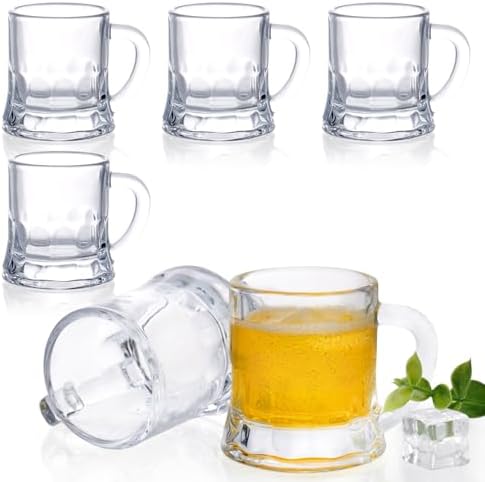 Amazon.com | Futtumy 2 OZ Mini Beer Mug Shot Glasses with Handles, Mini ...