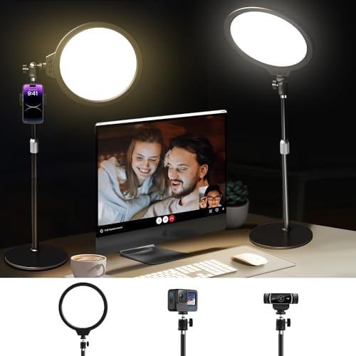 Desk Ring Light with Stand for Zoom Meetings, 360° Rotate 10.5" Zoom ...