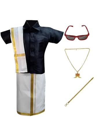Buy Feemax Boys Silk Cotton Traditional Dhoti&Shirt Set-Black-16 (6-12 ...