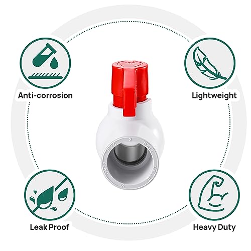 Snapklik.com : 3/4 PVC Ball Valve, 6PACK Red T-Handle Shut-Off Valve ...