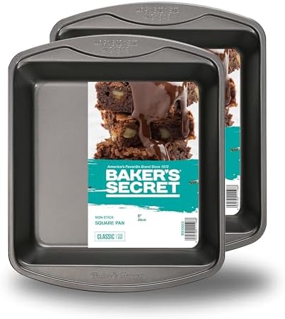 Amazon.com: Baker's Secret 2pcs Nonstick Square Cake Pan 8", Premium ...