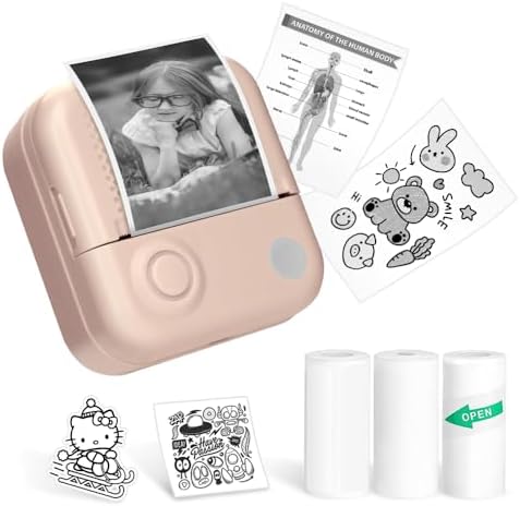 Amazon.com: Zuukoo Mini Printer,Thermal Printers Sticker Maker with 3 ...