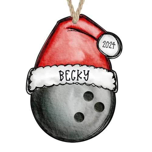 Amazon.com: Bowling Ornament with Santa Hat Personalized Custom Name ...