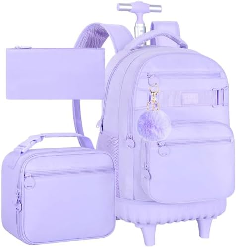 Amazon.com | TXHVO 3Pcs Rolling Backpack for Girls Women, 19 Inche ...