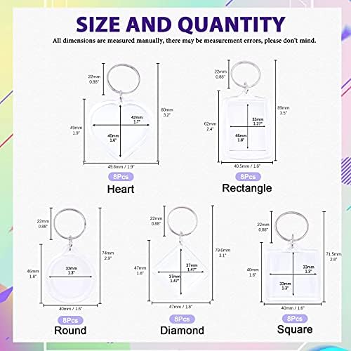 Swpeet 40Pcs Pendant Picture Frame Keyrings, Make Your Own Keyring Kit ...