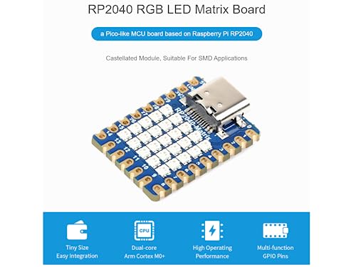 Waveshare RP2040-Matrix Mini Development Board,RP2040 RGB LED Matrix Board, Based on RP2040 Dual ...