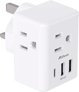 Amazon.com: US to UK Plug Adapter, Type G Power Adapter with 3 ...