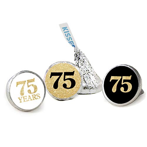 Amazon.com: 75th Birthday Favor Stickers, Kisses Candy Stickers, Gold ...