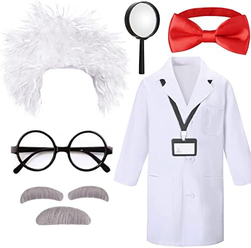 Amazon.com: Yewong Kids Mad Scientist Costume Wig Lab Coat Goggles for ...