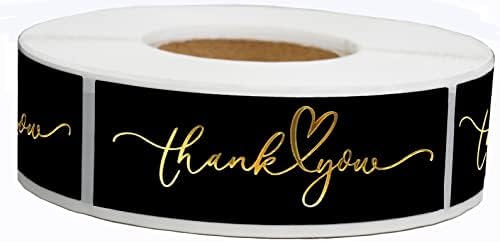Amazon.com : 500 pcs (1"x 3") Thank You Stickers Black and Gold Color ...