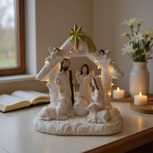 WANCHIY Nativity Set - Light Up Nativity Scene Set with LED Lights ...