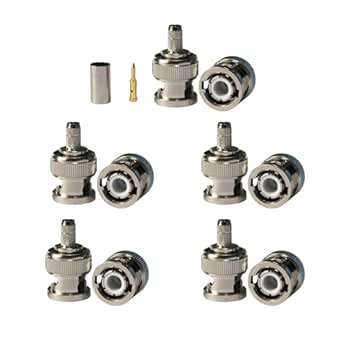Amazon.com: aohsunetc 10PCS BNC Male Connector 50 Ohm for RG58 RG142 Cable Crimp Type BNC-C-J3 ...