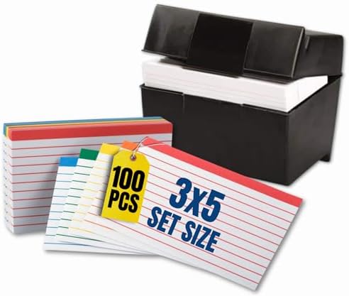 Amazon.com : 1InTheOffice Index Card Holder 3x5, & 100 pcs Index Cards ...