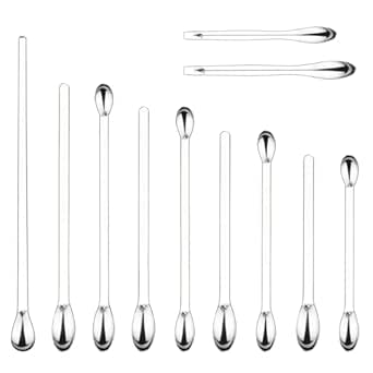 Labasics 11 Pcs Lab Micro Spoon and Spatula Set, Stainless Steel Double ...