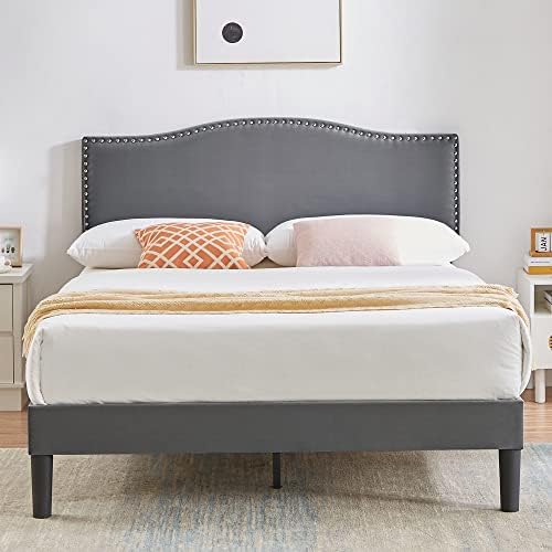 Amazon.com: VECELO Queen Bed Frame Platform Bed Frame with Upholstered ...
