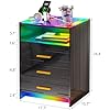 Amazon.com: HNEBC High Gloss Nightstand with Wireless Charging Station ...