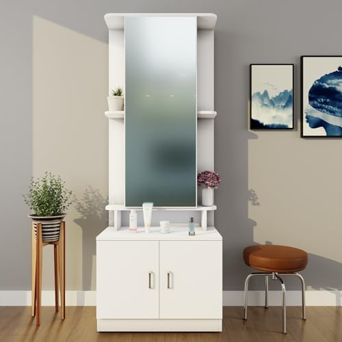 Furnilife Large Vanity Desk Set with Mirror Hidden Storage, 5 Drawers ...