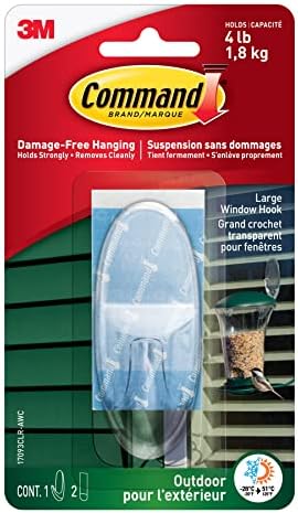 Large Clear Window Hook with Outdoor Strips