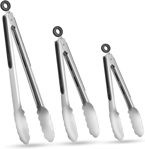 Amazon.com: ChefAide Set of 3 Cooking Tongs,18/8 Stainless Steel and ...