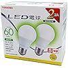 Amazon | 東芝(TOSHIBA) LED電球 60W相当 広配光 昼白色 E26口金 2P 密閉器具対応 LDA7N-G/K60V1RP | 東芝(TOSHIBA) | LED電球