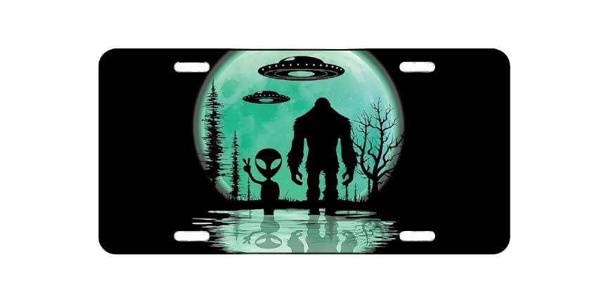 Amazon.com: Bigfoot with Alien, UFOs License Plate - Custom Car ...