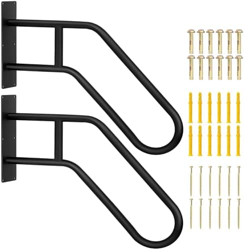2 Handrails for Outdoor Steps, Wall Mount Stair Railing Indoor, Safety ...