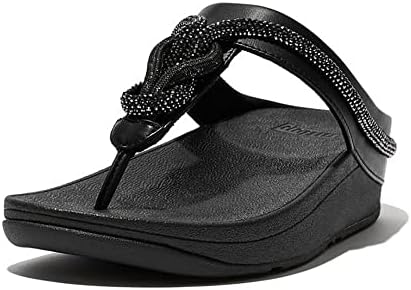 Amazon.com | FitFlop™ Women's Fino Crystal-Cord Leather Toe-Post Sandal ...
