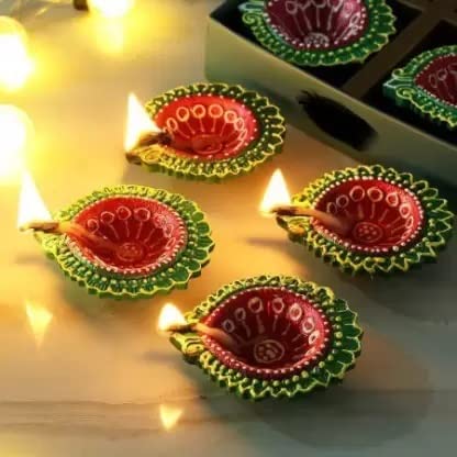 Buy Kain Diwali Diyas for Decoration Set of 4 Clay Terracotta Large ...
