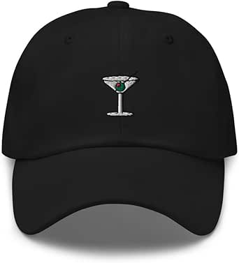 Martini Glass Minimal Hat, Embroidered Adjustable Relaxed Fit Hat ...