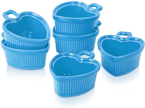 Mini Ramekins 2 oz Set of 6, Vidalenta Heart-shaped Dipping Sauce Cups ...