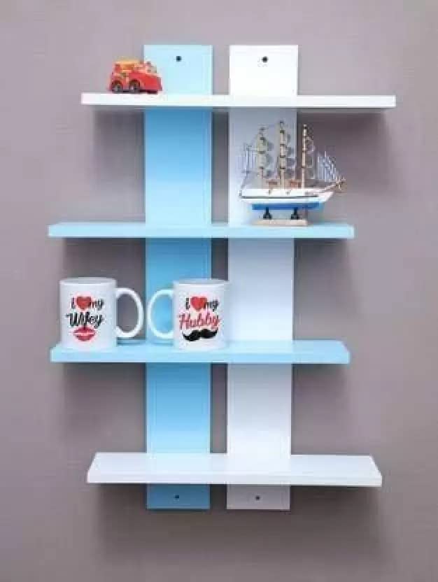 Engineered Wood Glossy Double Patti Wall Shelf MDF (Medium Density ...